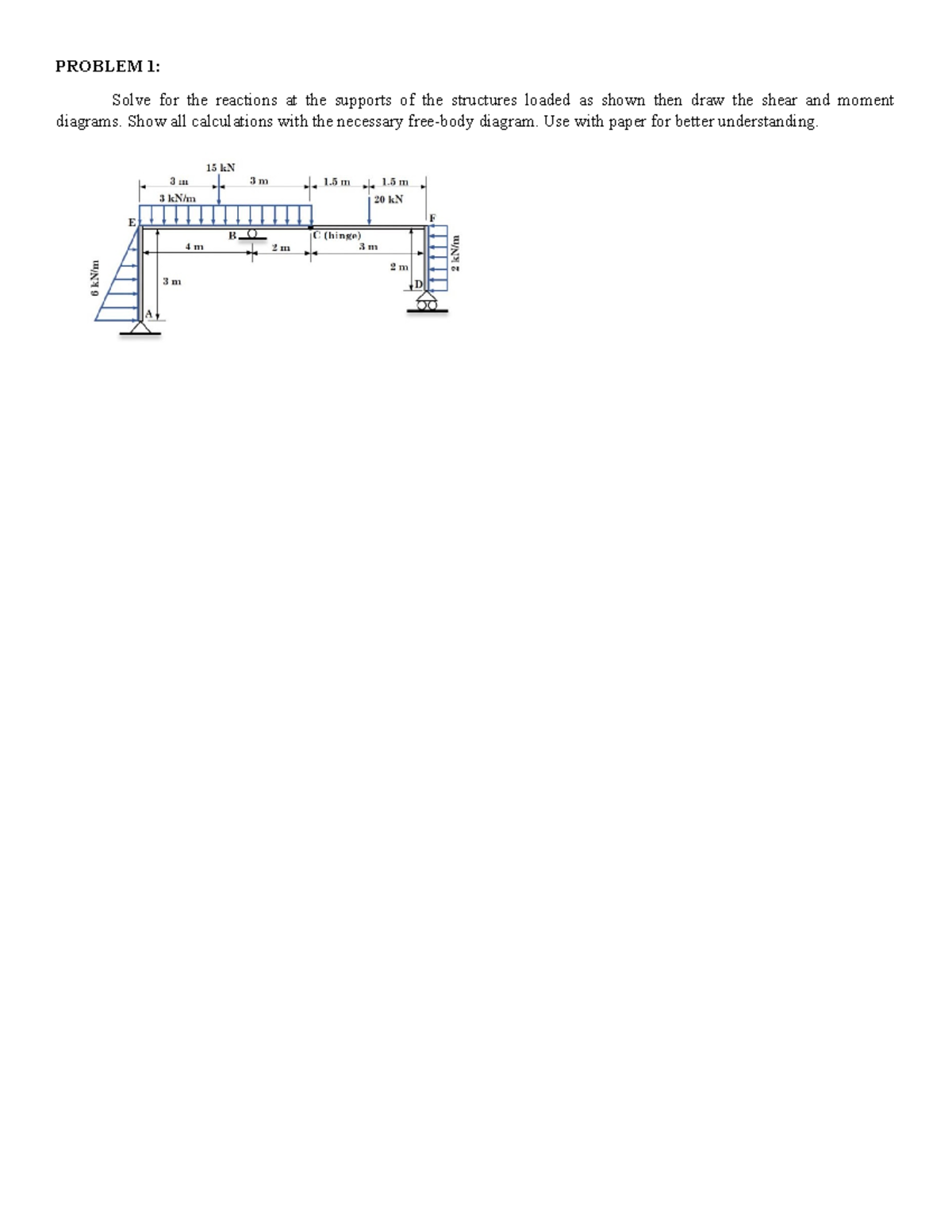 Q1 - Structural Analysis: Reactions, Shear & Moment Diagrams Review ...