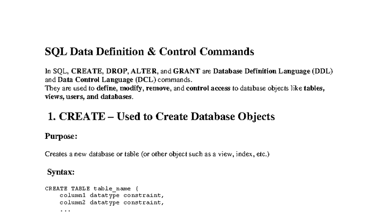 Fdbms LAB - Fundamental database MS - SQL Data Definition & Control ...