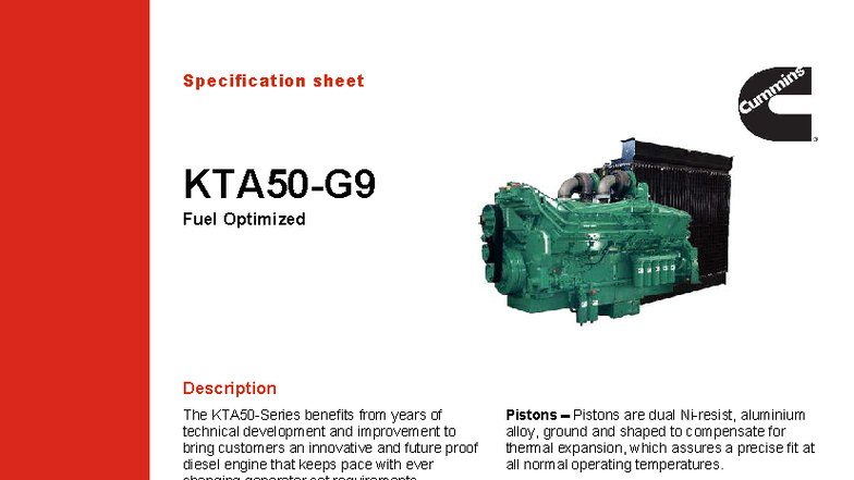 Gulf Power Engine Data Sheet: Fuel Optimized Specifications - Studocu