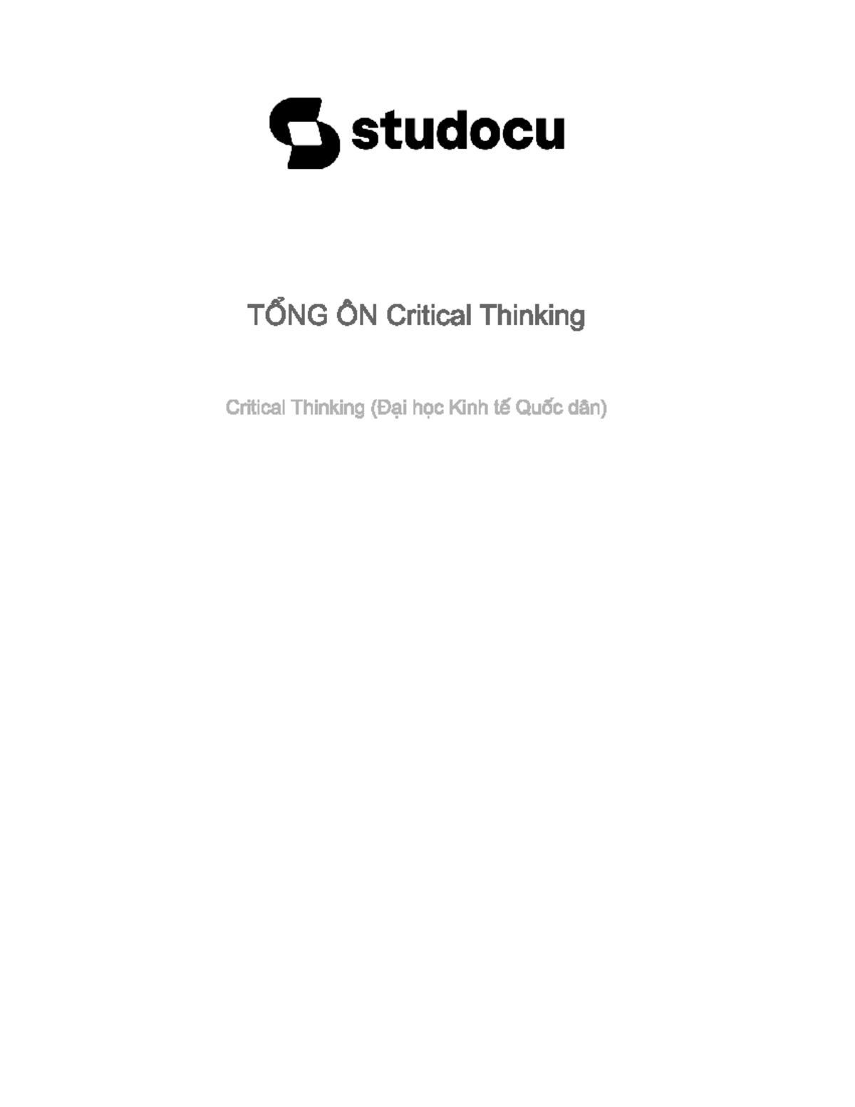 Critical-th - Critical thinking - Studocu