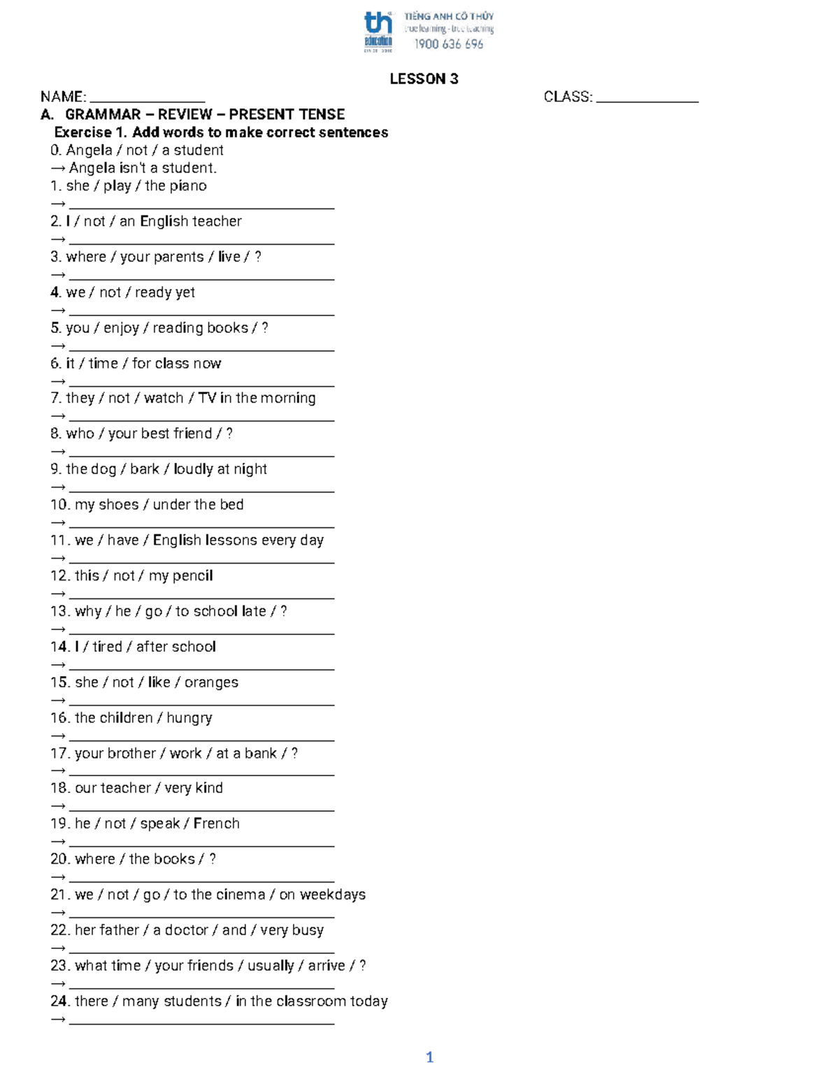 Lesson 3 - Grammar Review & Phonetics Exercises (ENG 101) - Studocu