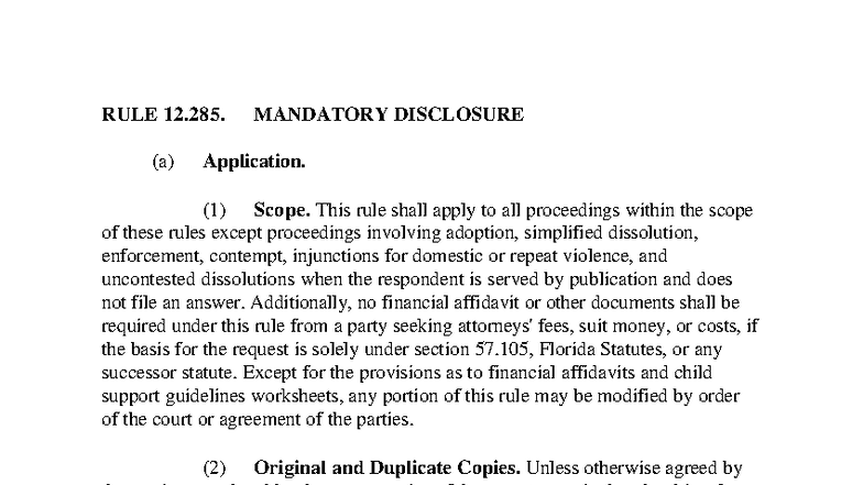 Mandatory Disclosure Rule 12.285: Financial Affidavit Guidelines - Studocu