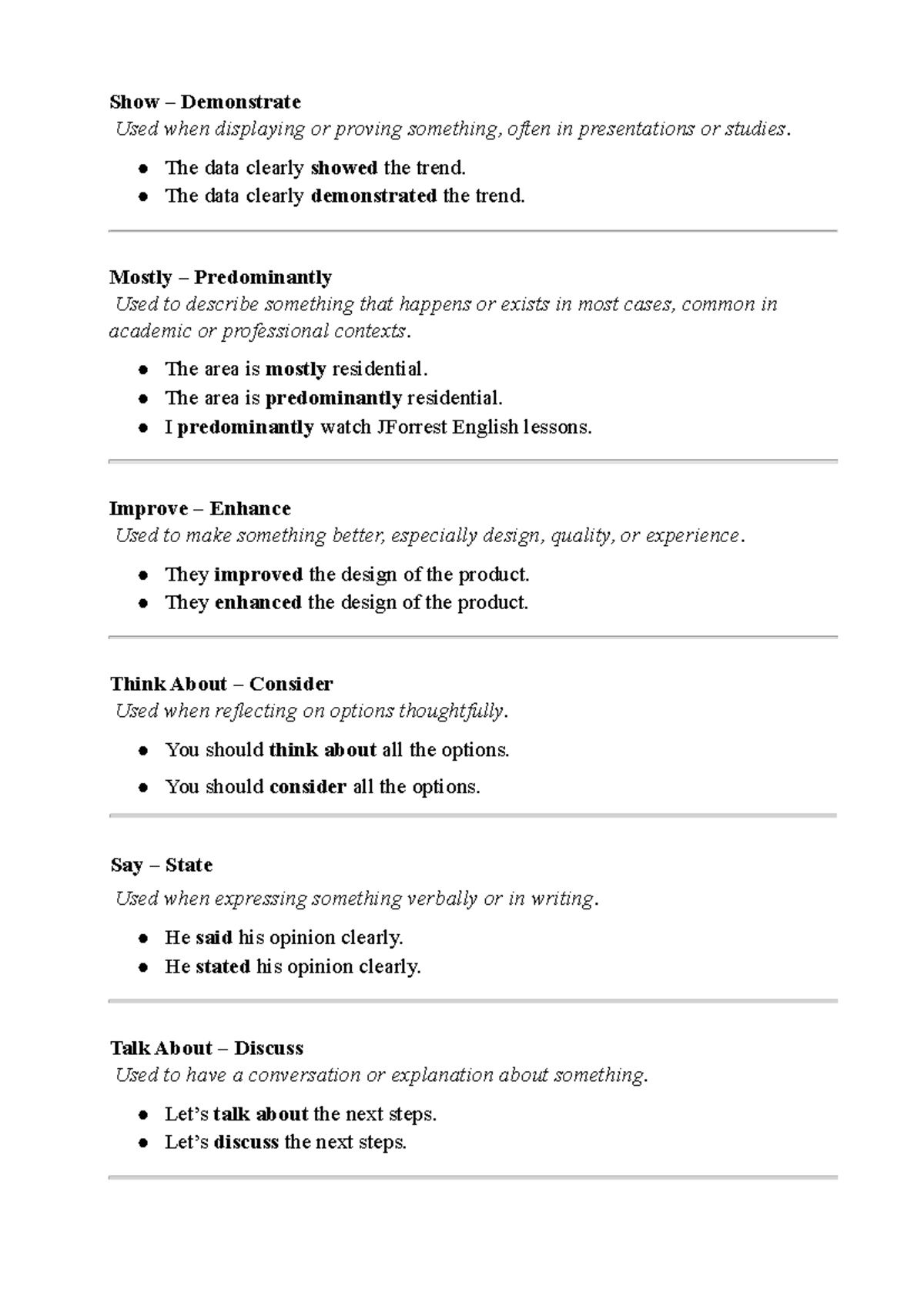 80 IELTS Synonyms: Enhance Your Vocabulary for Success - Studocu