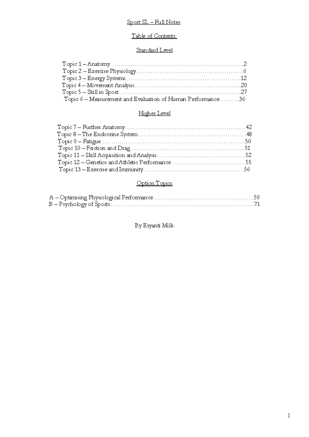 IB SEHS SL Notes – Comprehensive Overview of Sport, Exercise & Health ...