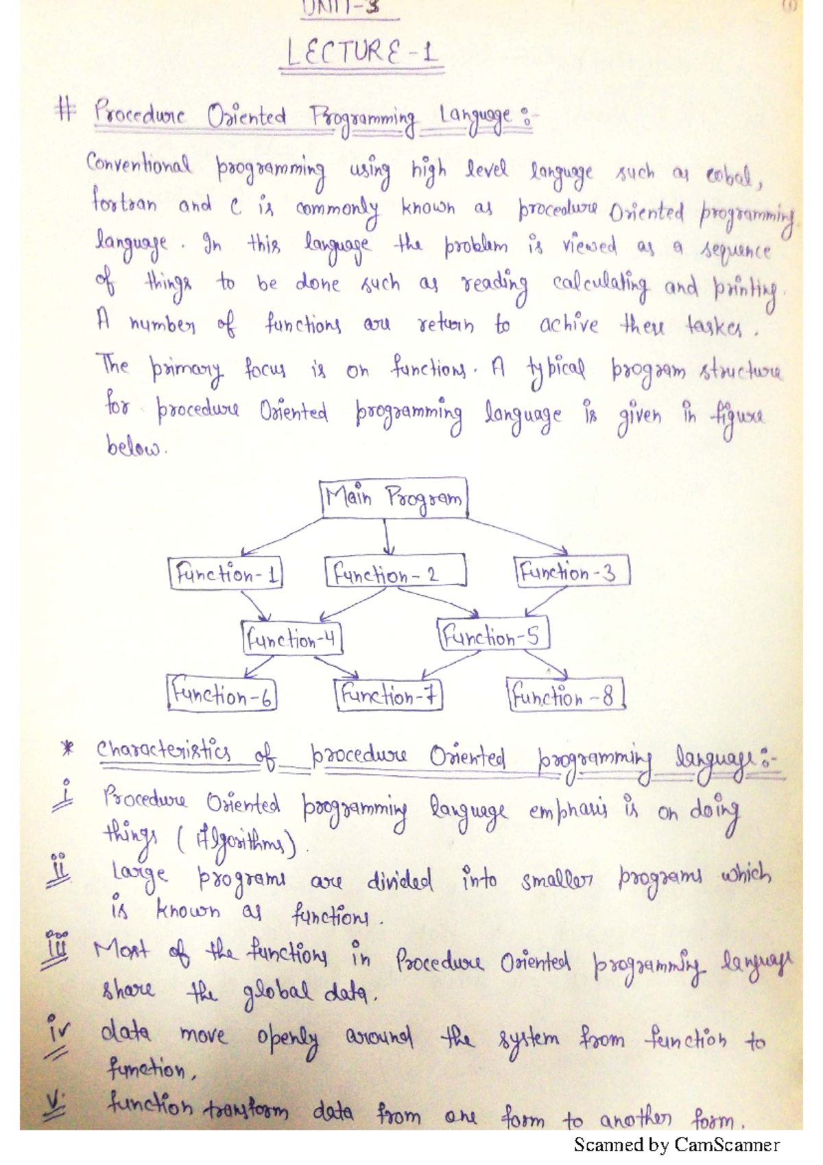 OOSD Unit-3 Lecture Notes: Procedure vs Object Oriented Programming ...