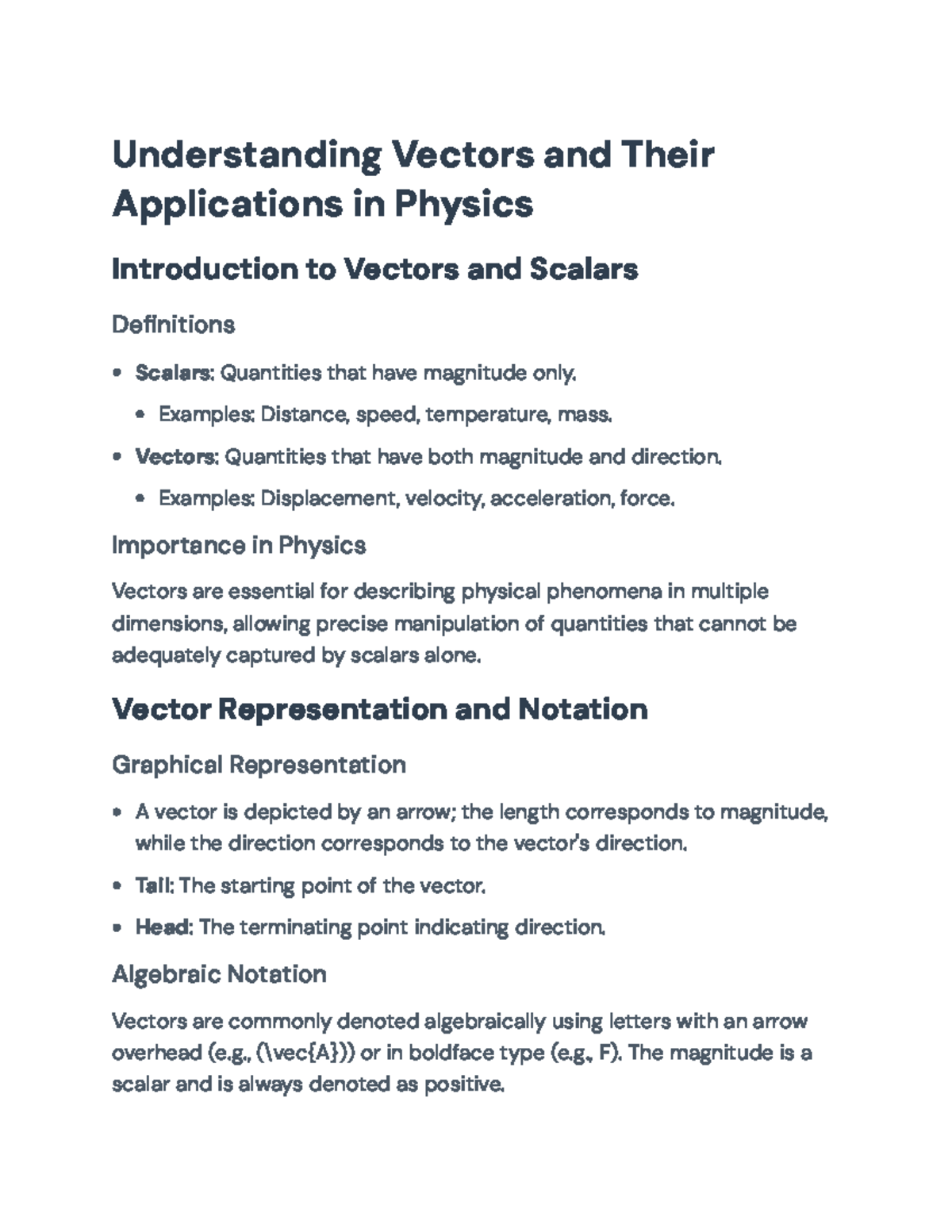 Understanding Vectors and Their Applications in Physics (PHYS 101) - Understanding Vectors and ...