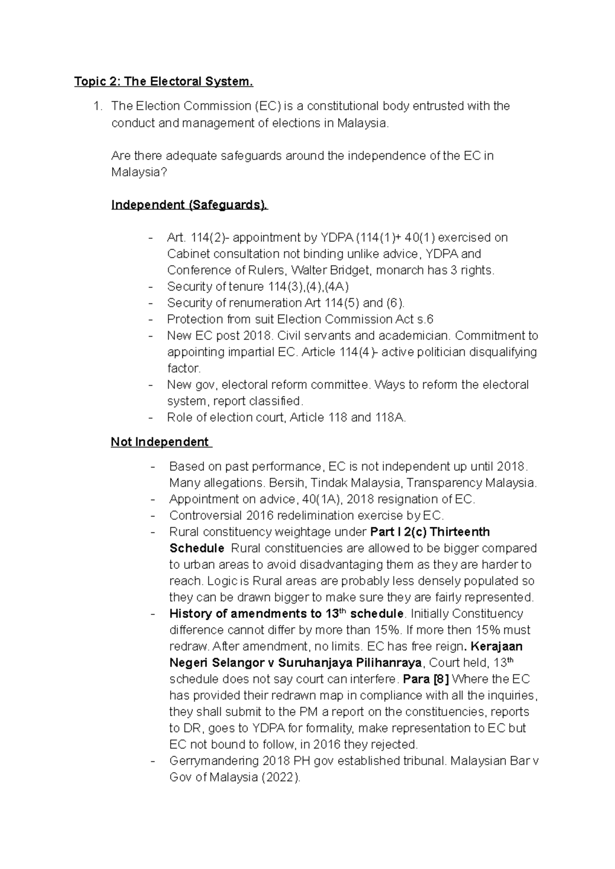 Constitutional Law III: Topic 2 - Electoral System Analysis - Studocu