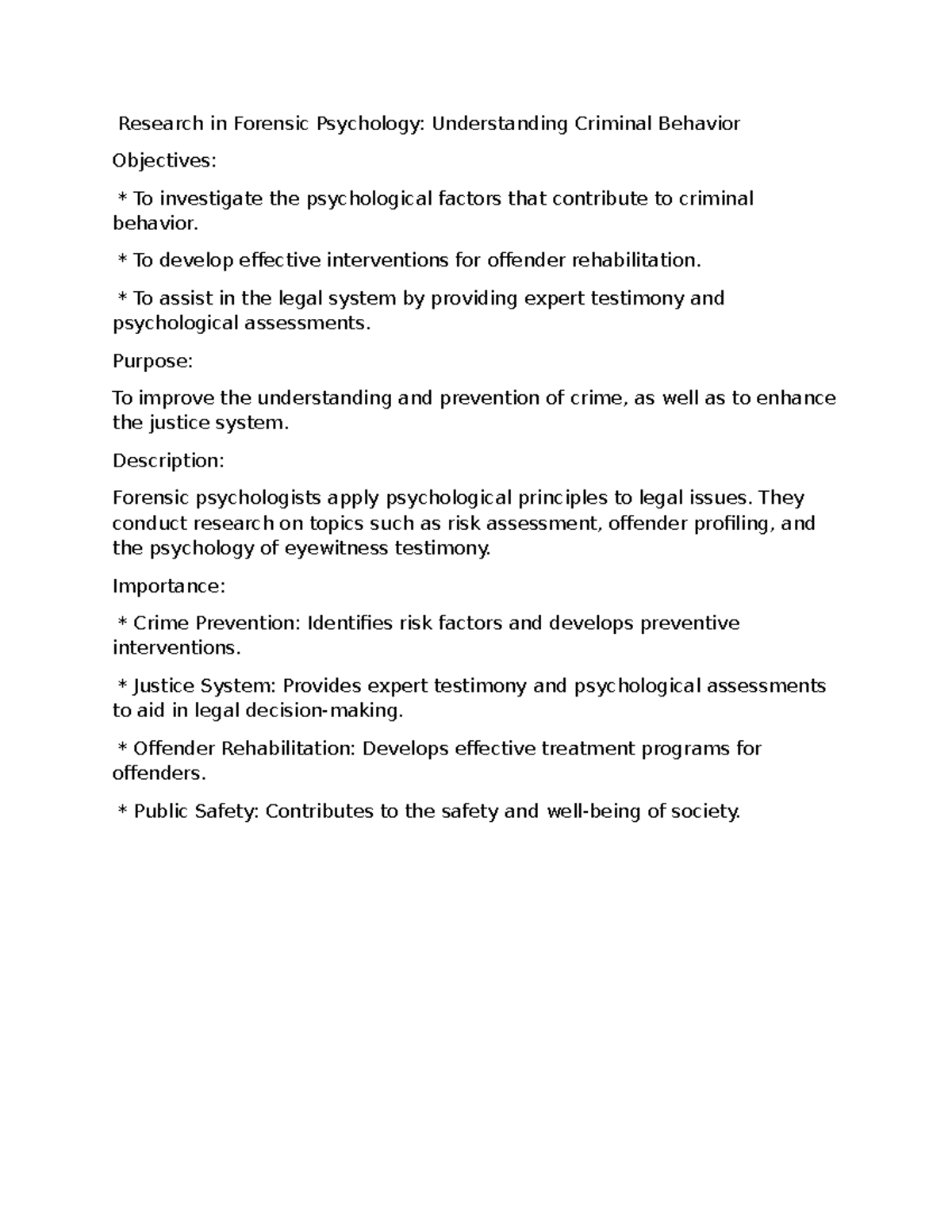 Understanding Criminal Behavior - Research in Forensic Psychology ...