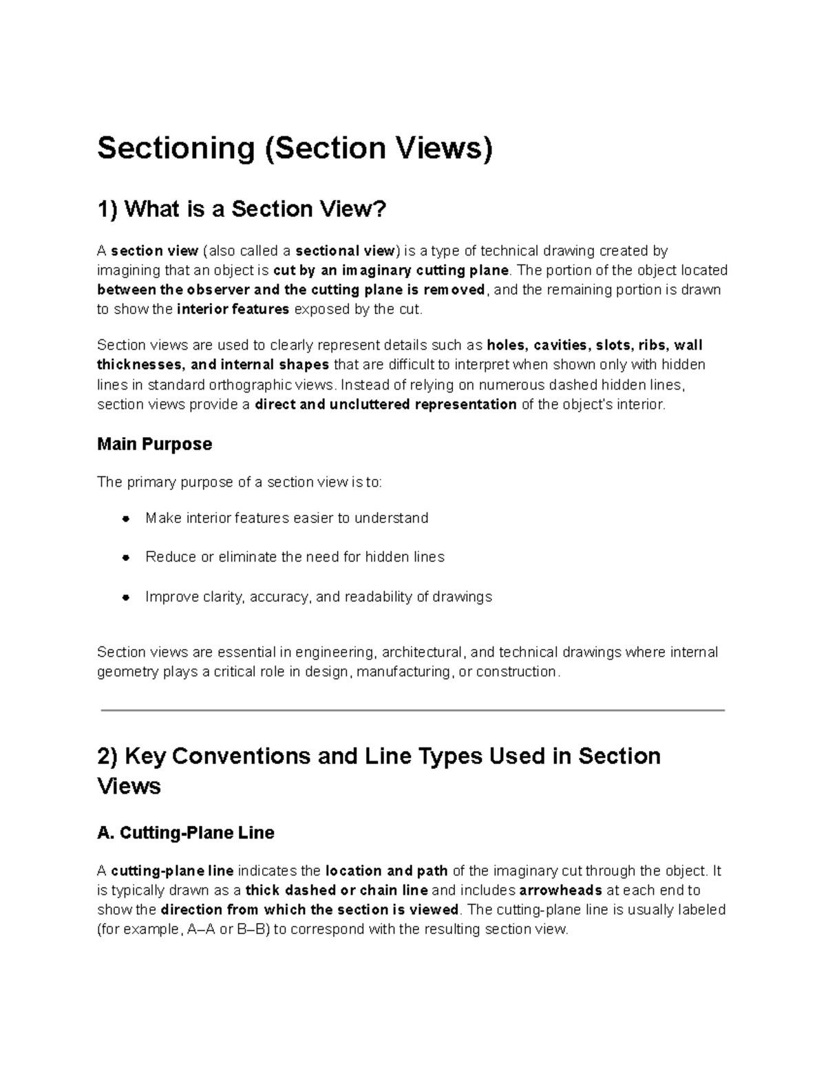 ENGR 101: Understanding Section Views in Technical Drawings - Studocu