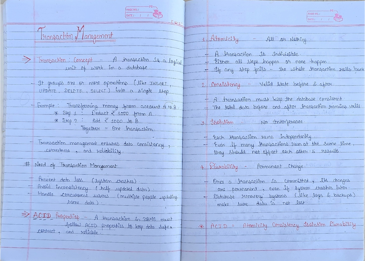 DBMS 318: Unit 2 Short Notes on Database Management Systems - Studocu