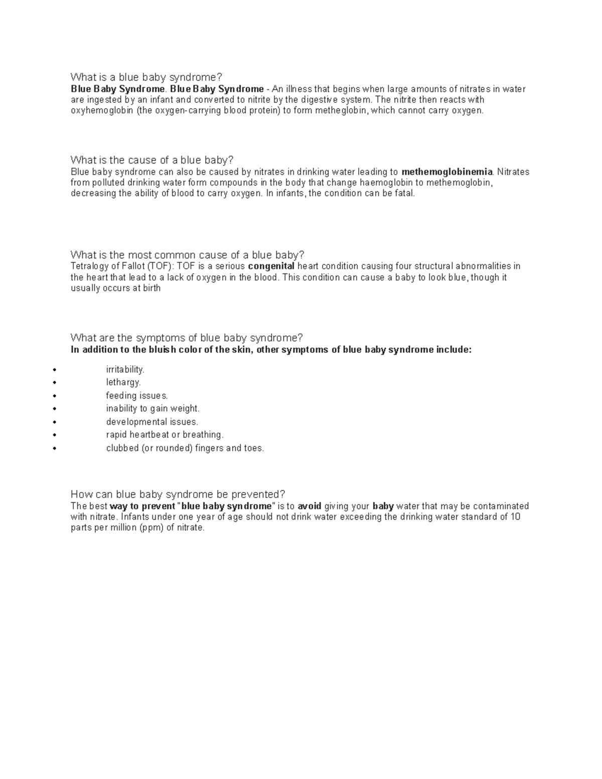 Blue Baby Syndrome - What is a blue baby syndrome? Blue Baby Syndrome ...