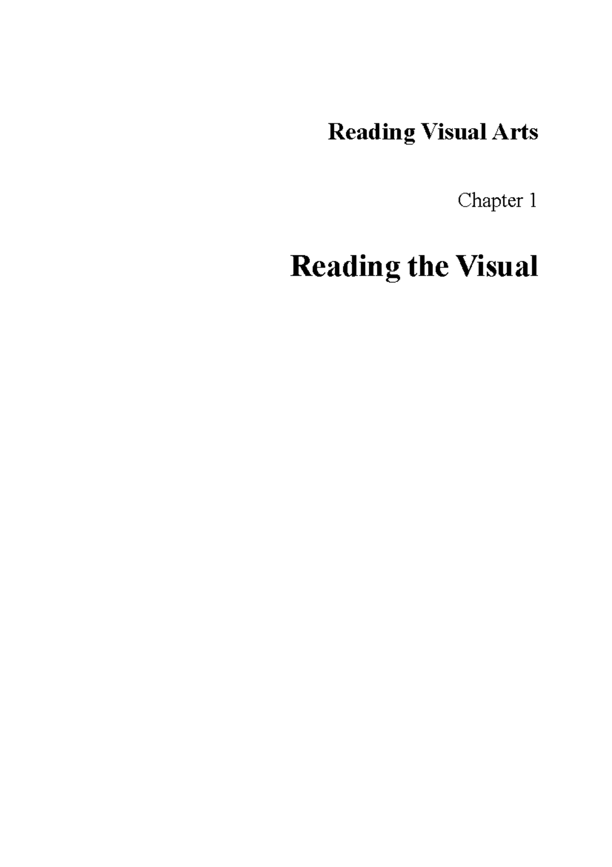 GEC Module lesson 1 - Reading Visual Arts Chapter 1 Reading the Visual Chapter 1 Reading the ...