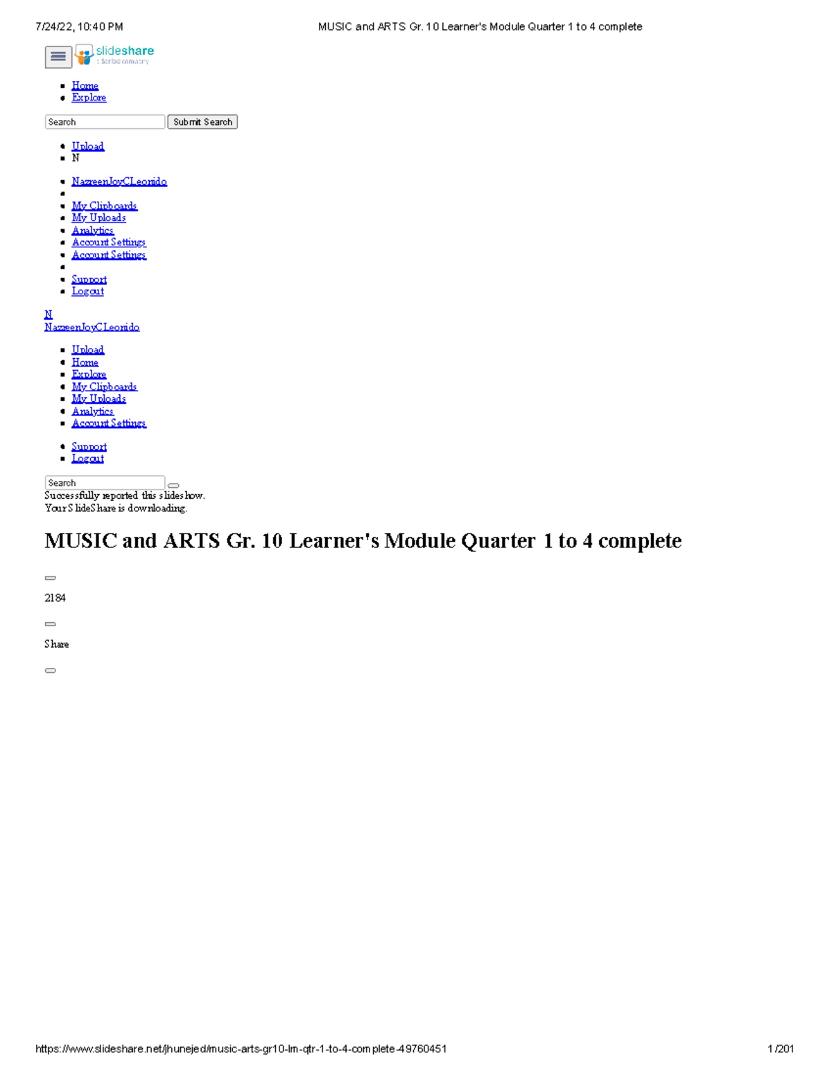 Music and ARTS Gr. 10 Full Learner's Module Q1-Q4 Overview - Studocu
