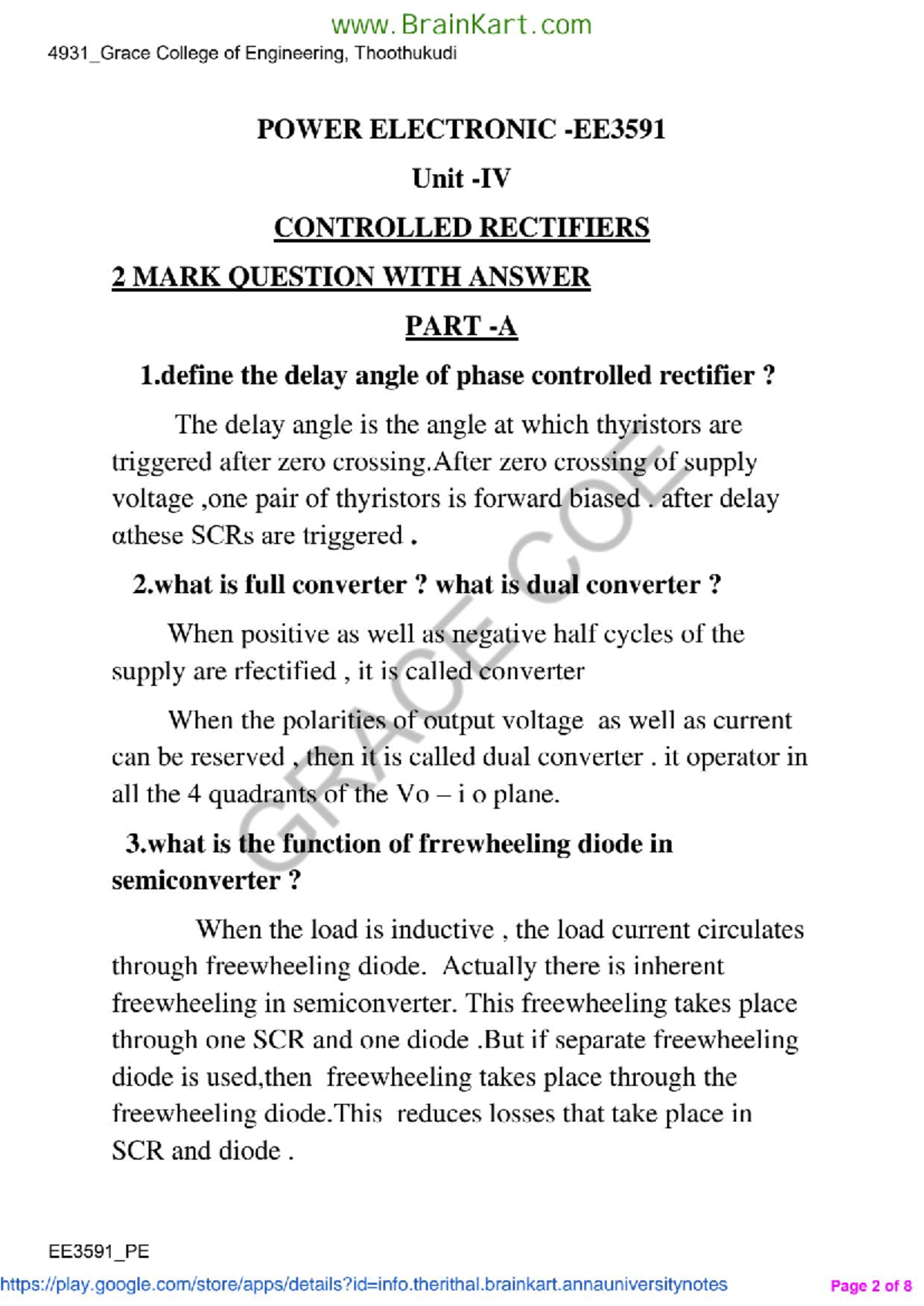 Power Electronics - EE3591 - Important Questions & Answers on ...
