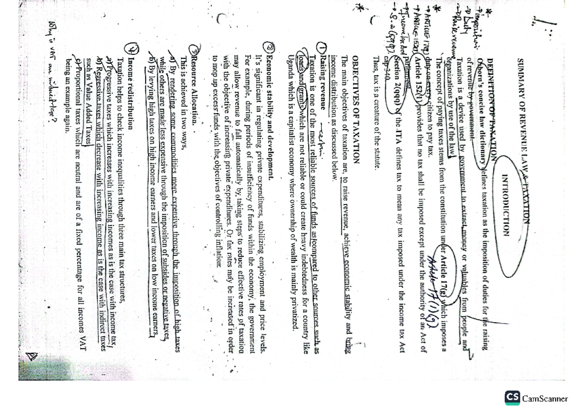 Taxation and Revenue Law 1: Key Concepts and Principles - Studocu