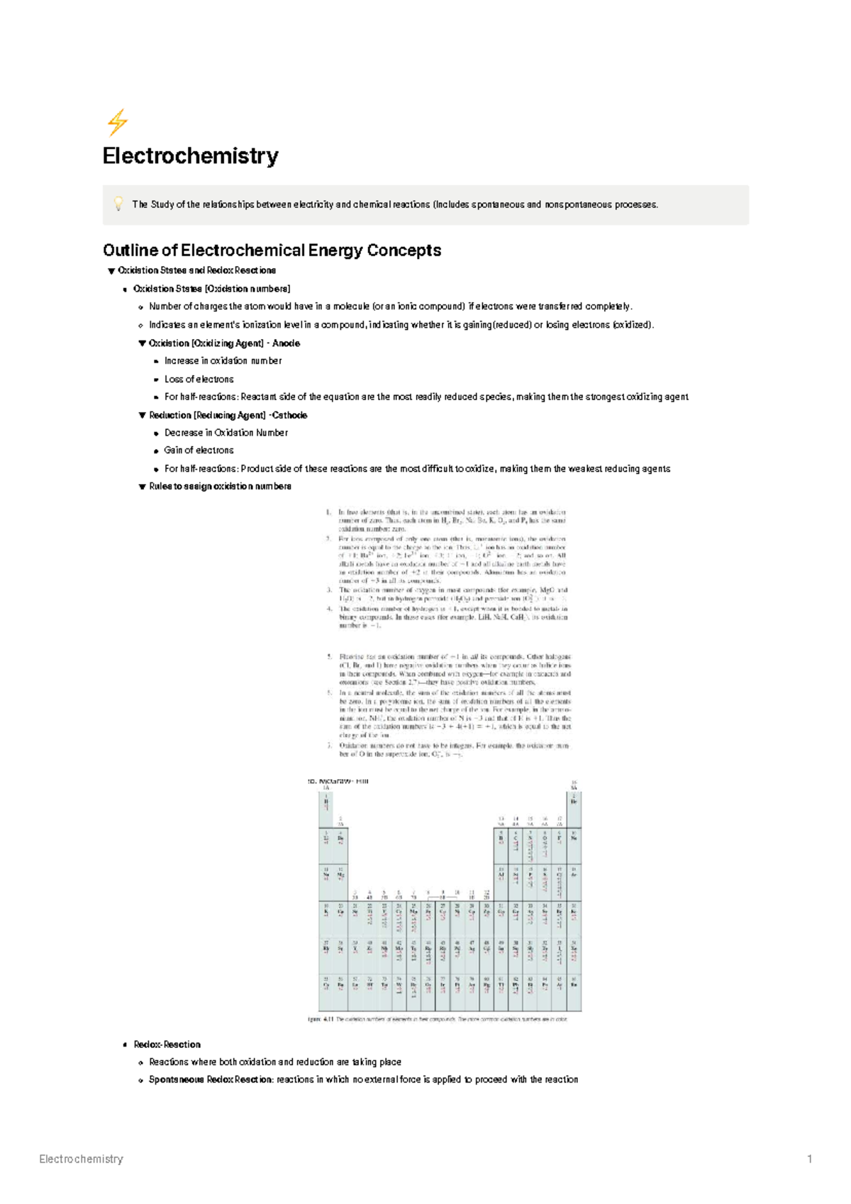Chapter 2 Chemistry Lecture Notes: Electrochemistry Concepts and ...