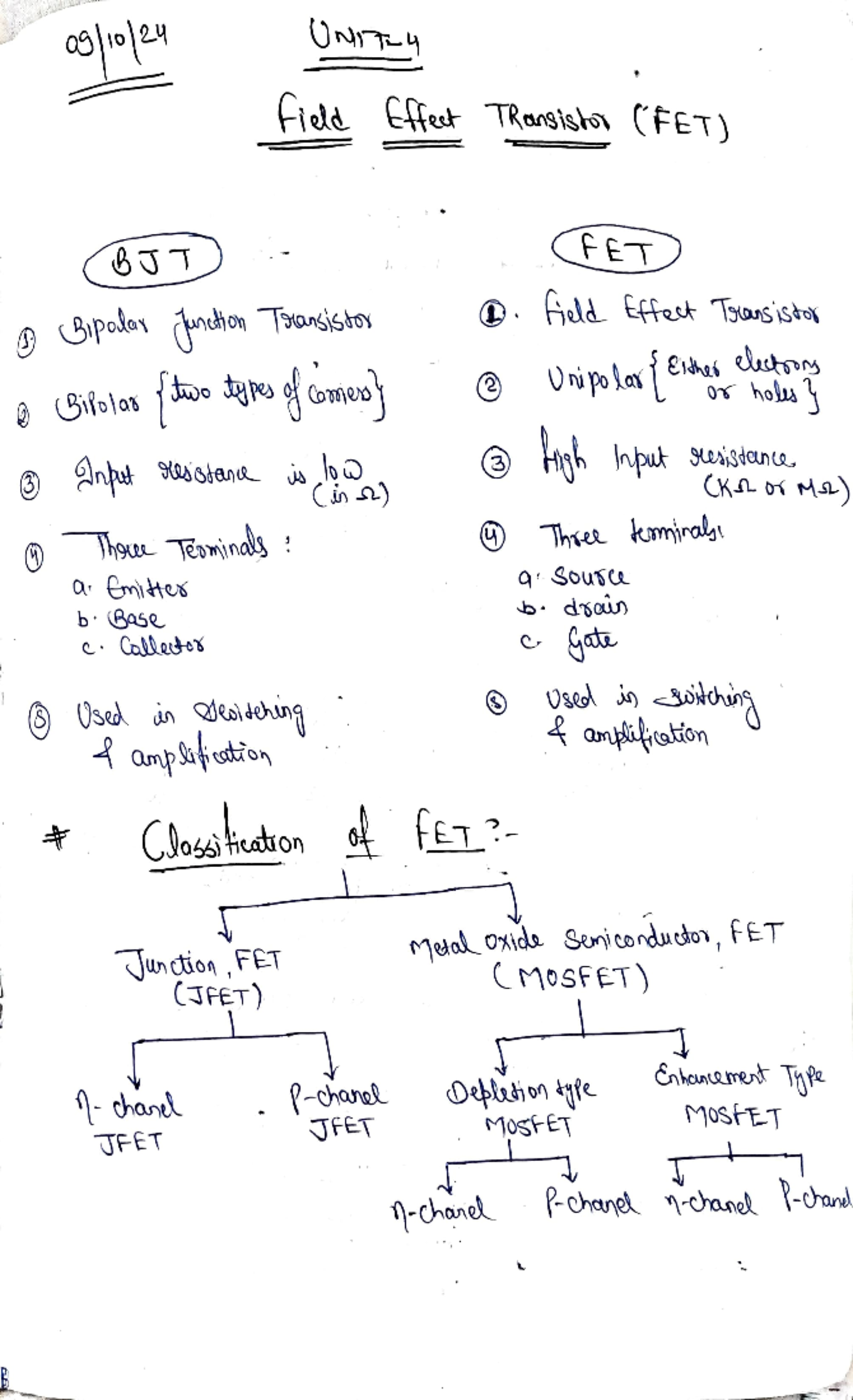 FET - Electronic devices notes for fet - 3 b Ga5e Vsed anpsfation fidd ...