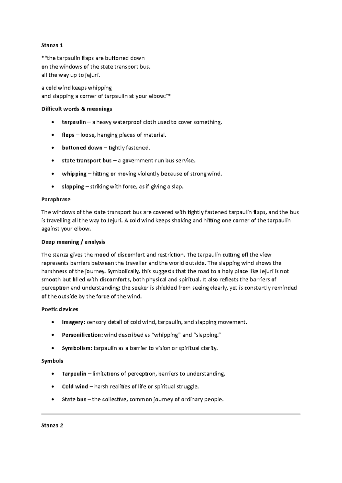 The Bus - Poetic Analysis Notes for ENG 101 - Studocu