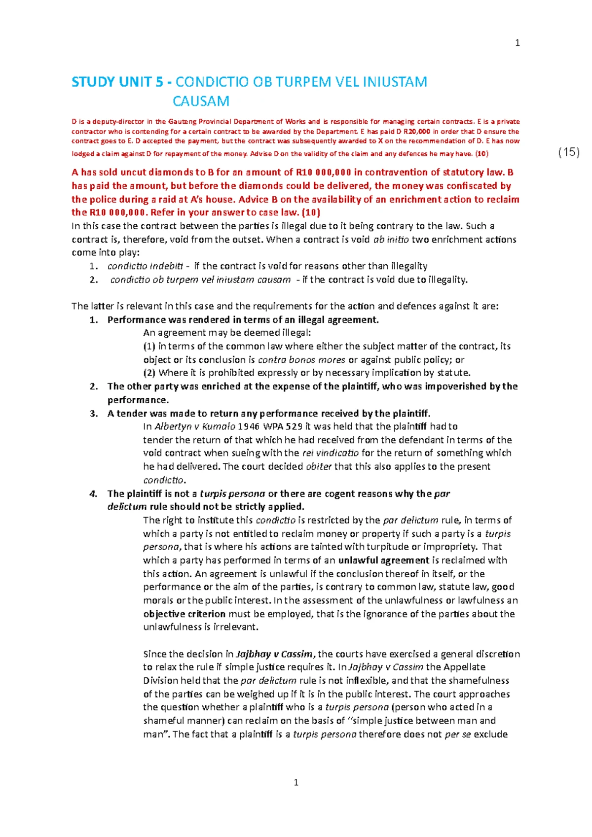 Lecture 1 - Enrichment and Estopel Notes - PART 3 STUDY MANUAL: CAPITA ...