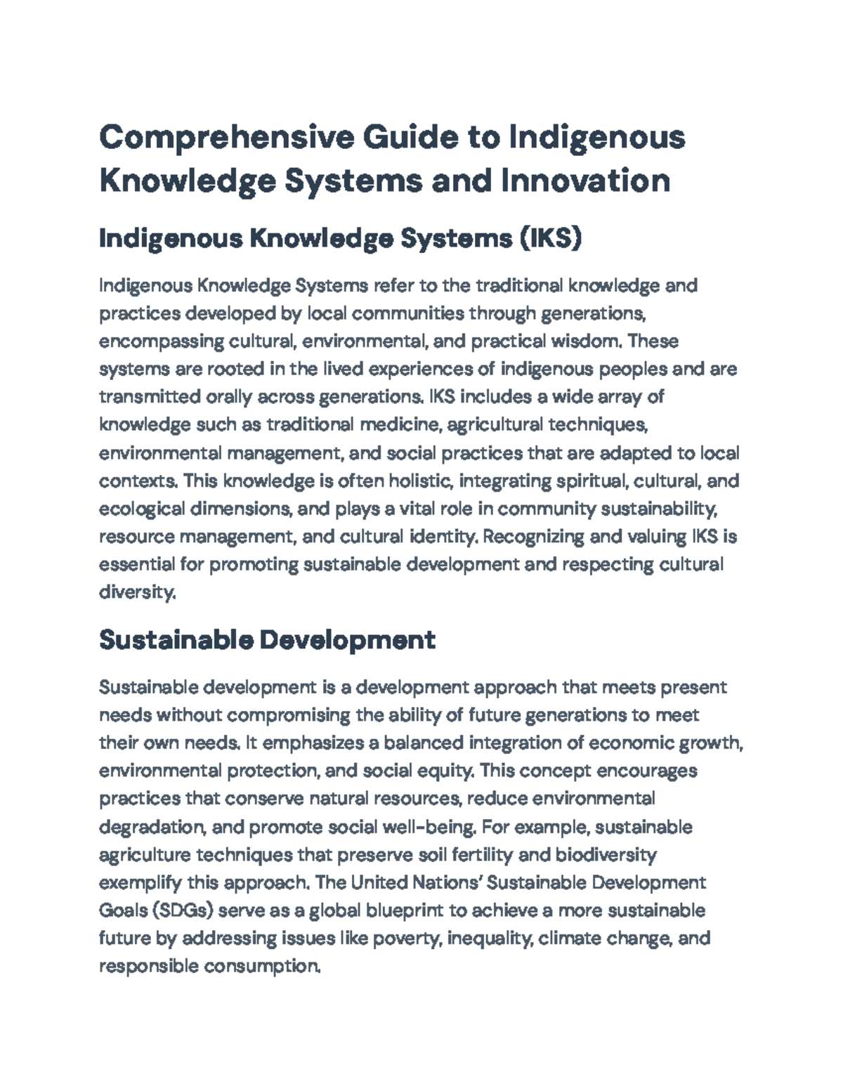 Comprehensive Overview of Indigenous Knowledge Systems and Innovation ...