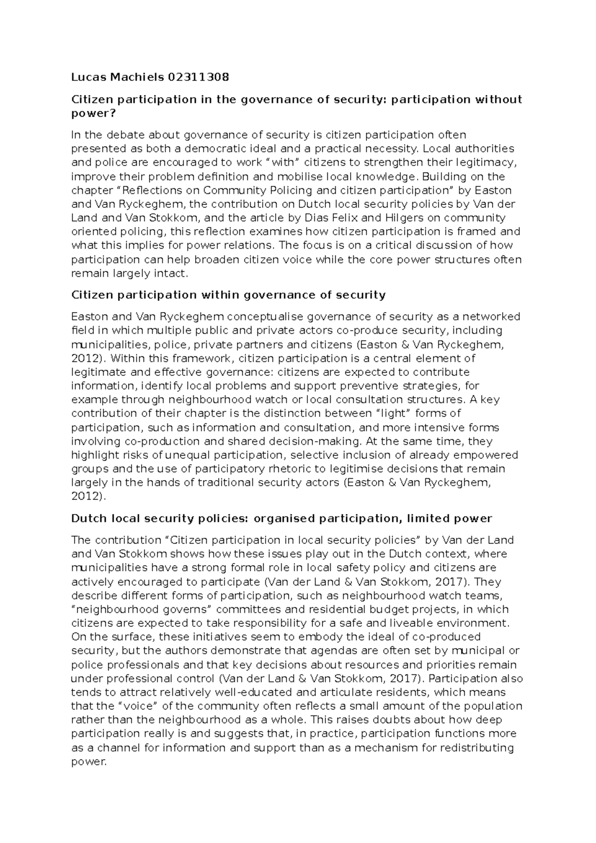 Citizen Participation in Security Governance: Power Dynamics Explored ...