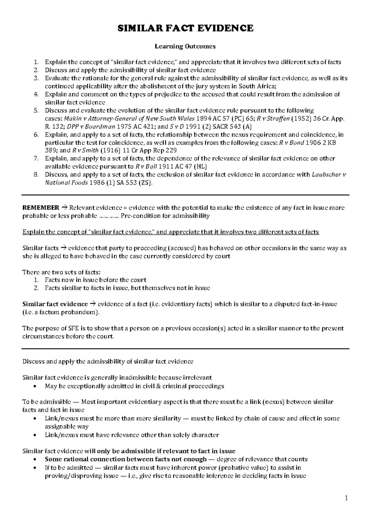 (1) Similar Fact Evidence: Concepts, Admissibility, and Case Law ...