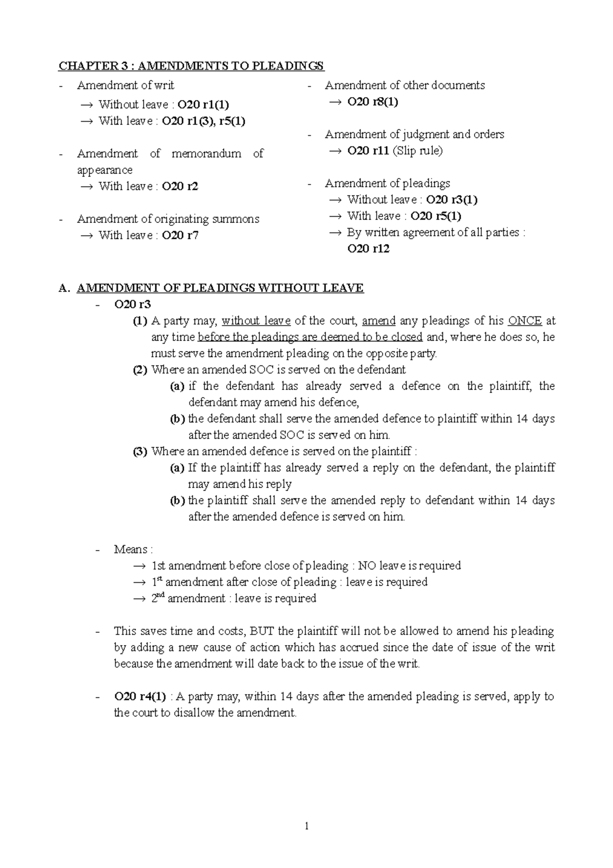 **03 Amendments to Pleadings: Key Rules and Principles** - Studocu
