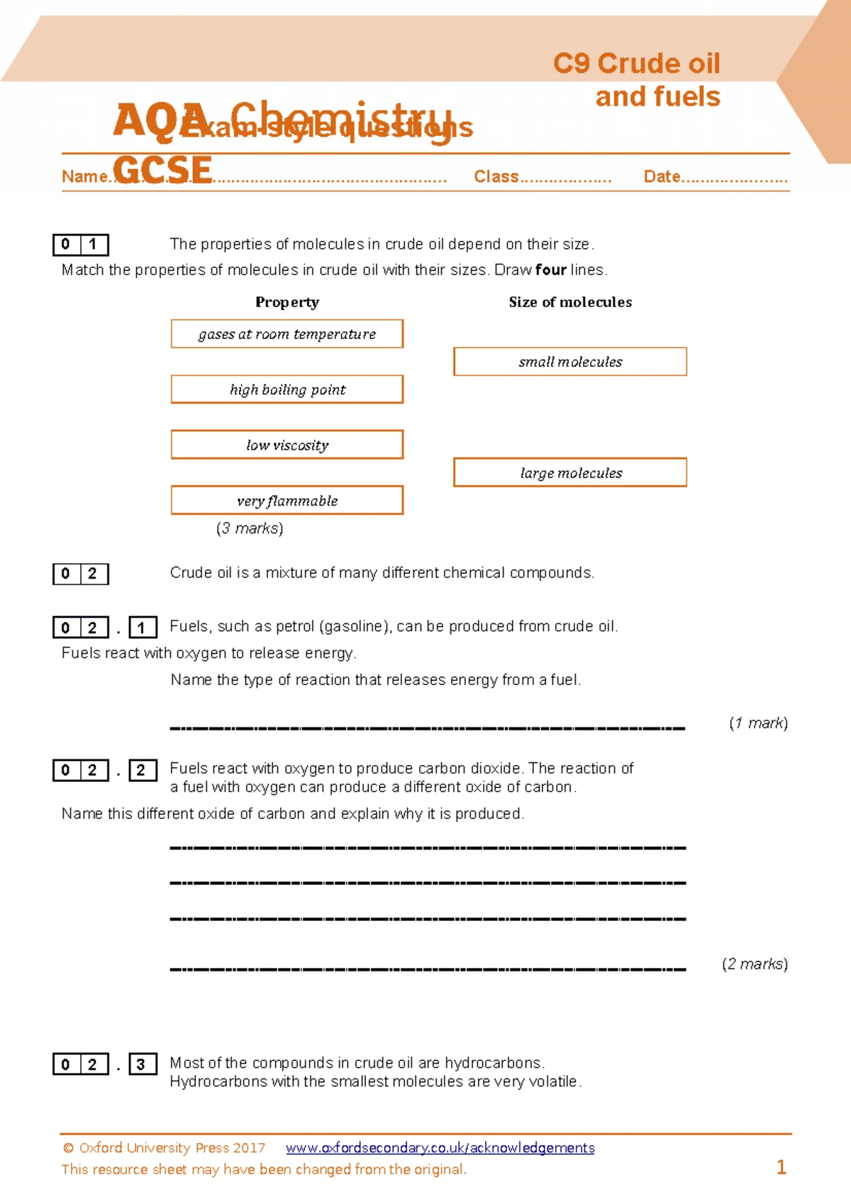 Chapter 9: Crude Oils and Fuels Overview in Chemistry (Course Code ...