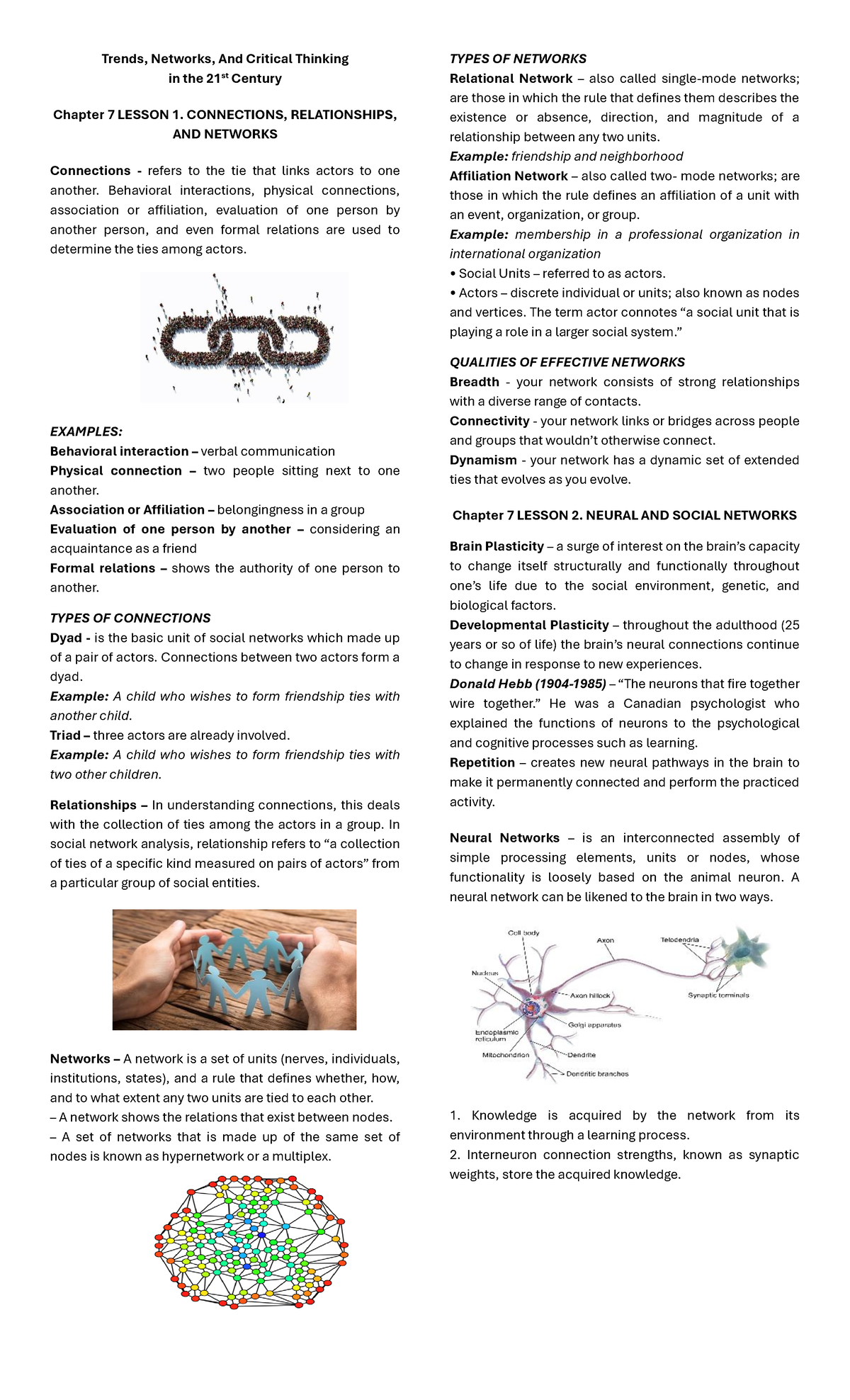TNCT-C7 - Trends, Networks & Critical Thinking Lesson Notes - Studocu