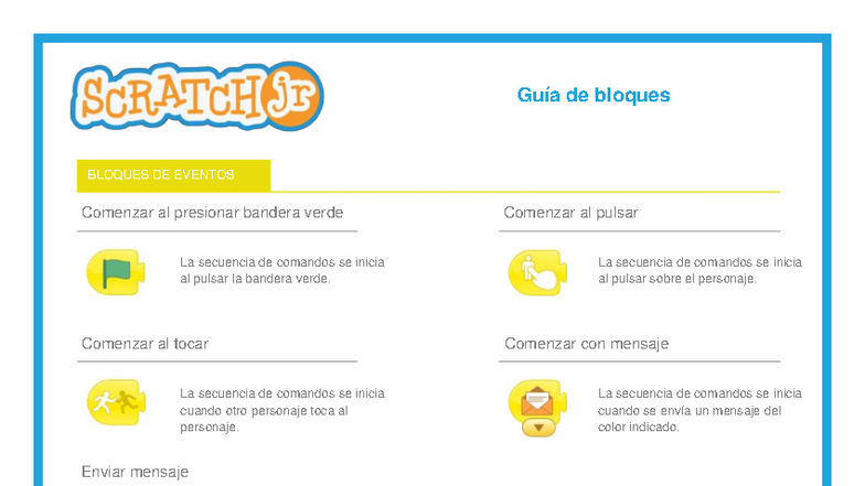 Guía de Bloques de Scratch Junior: Eventos, Movimiento y Sonido - Studocu