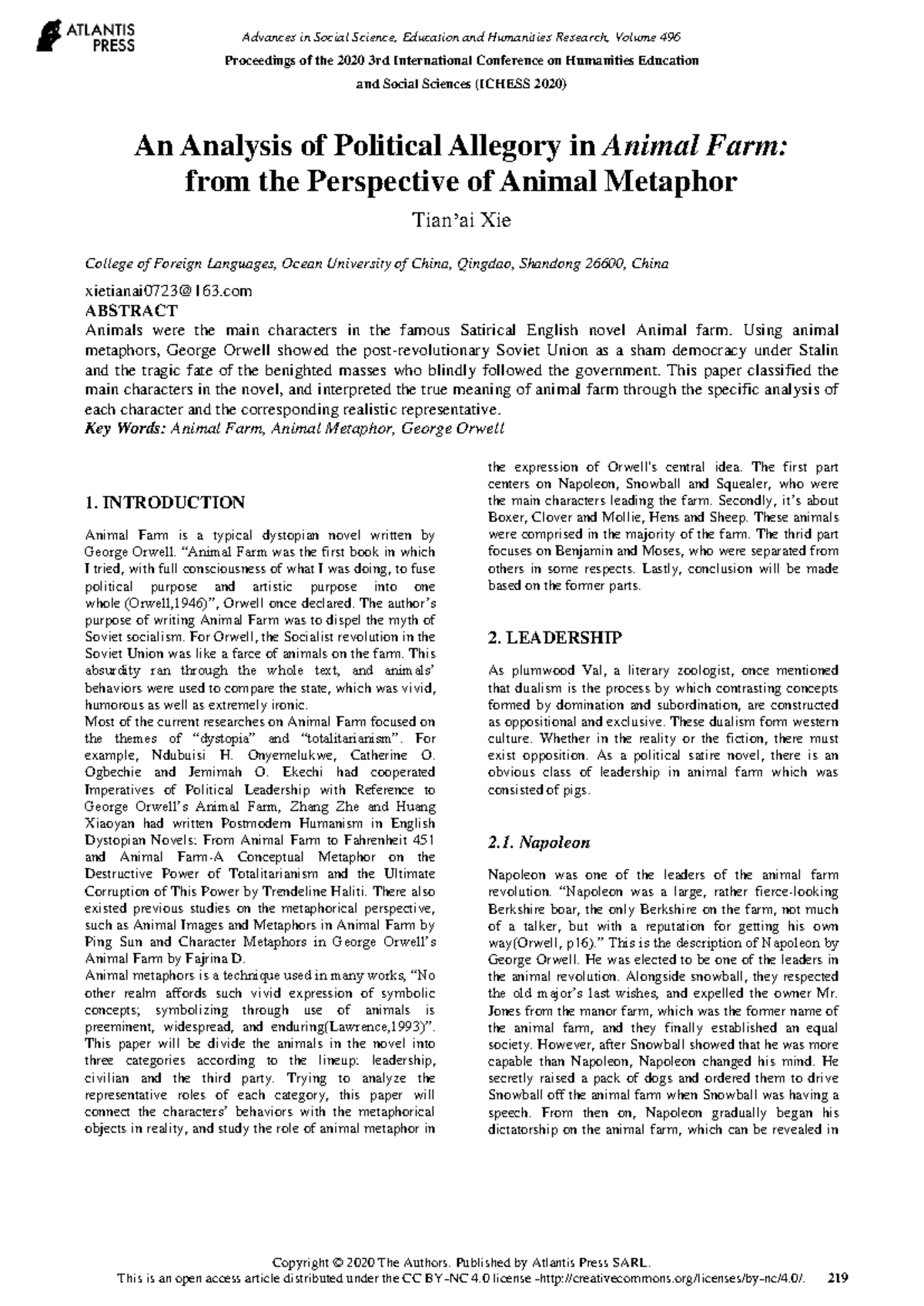 An Analysis of Political Allegory in Animal Farm (ENG 101) - Studocu