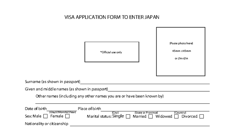 2022 - Japan Visa Application Form Instructions - Studocu