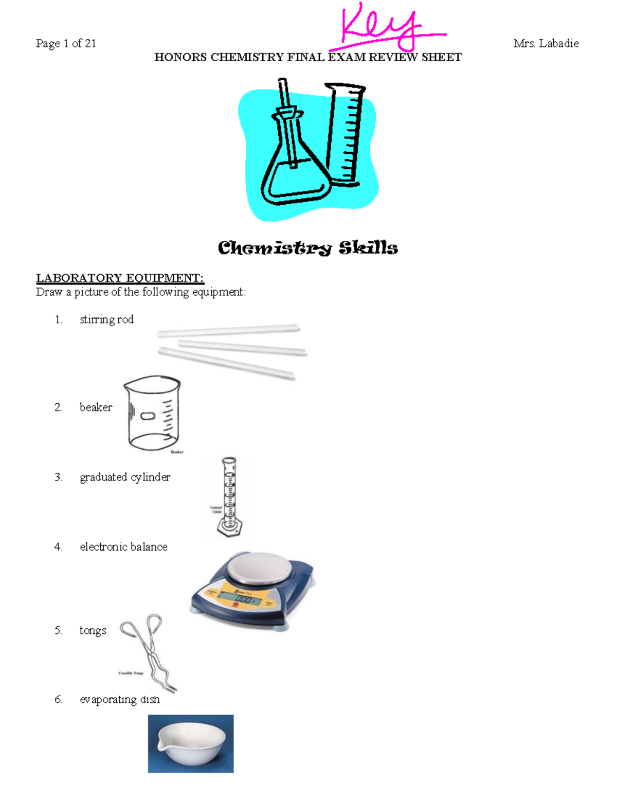 Honors Chemistry Final Exam Review Notes (CHM101) - Studocu