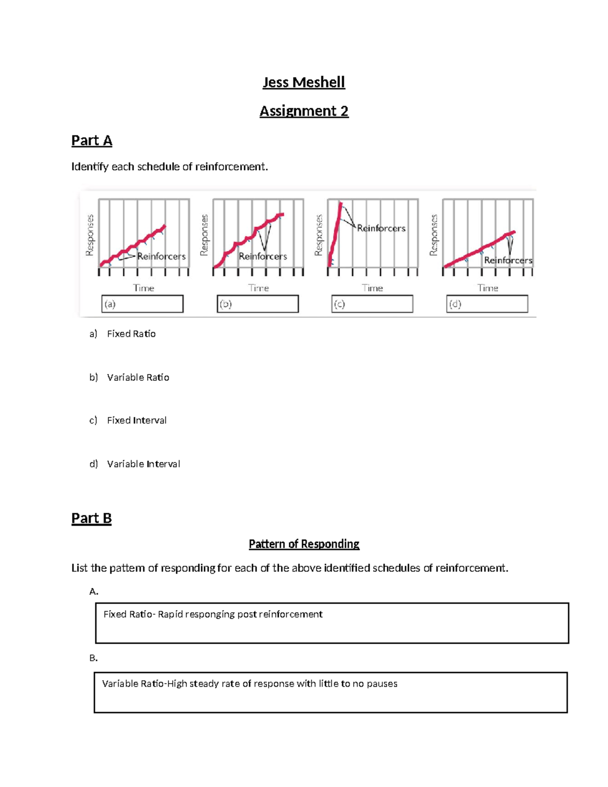 Assignment 2: Schedules of Reinforcement Analysis - Jess Meshell - Studocu