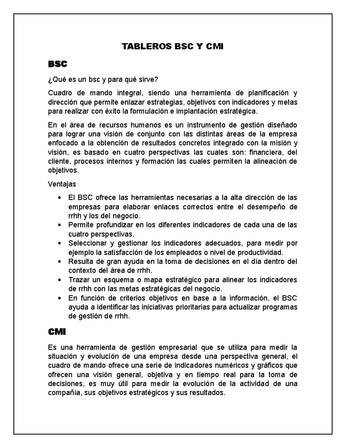 Tableros BSC Y CMI - descripción de que es tablero BSC - TABLEROS BSC Y ...
