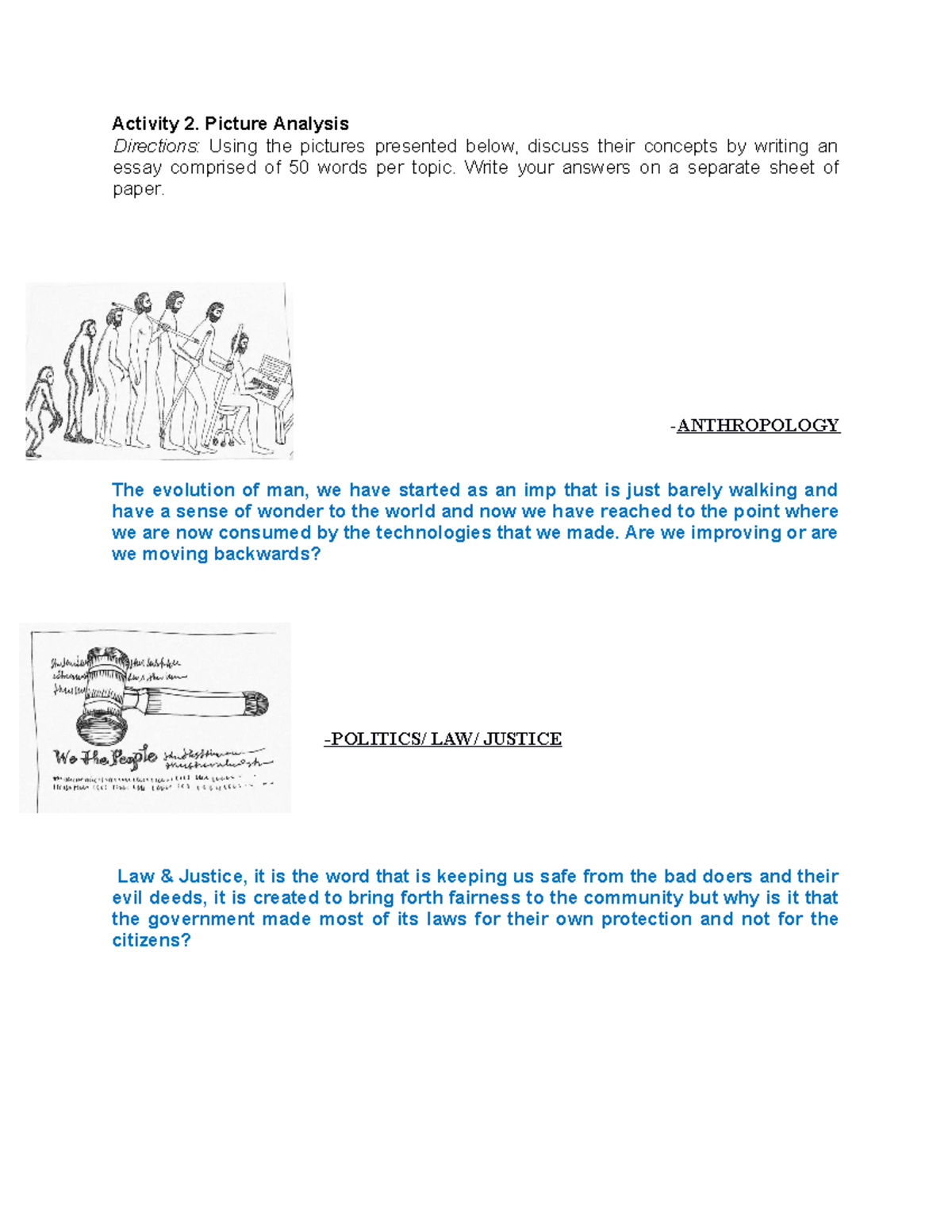 Activity 2 Picture Analysis - UCSP - Activity 2. Picture Analysis ...