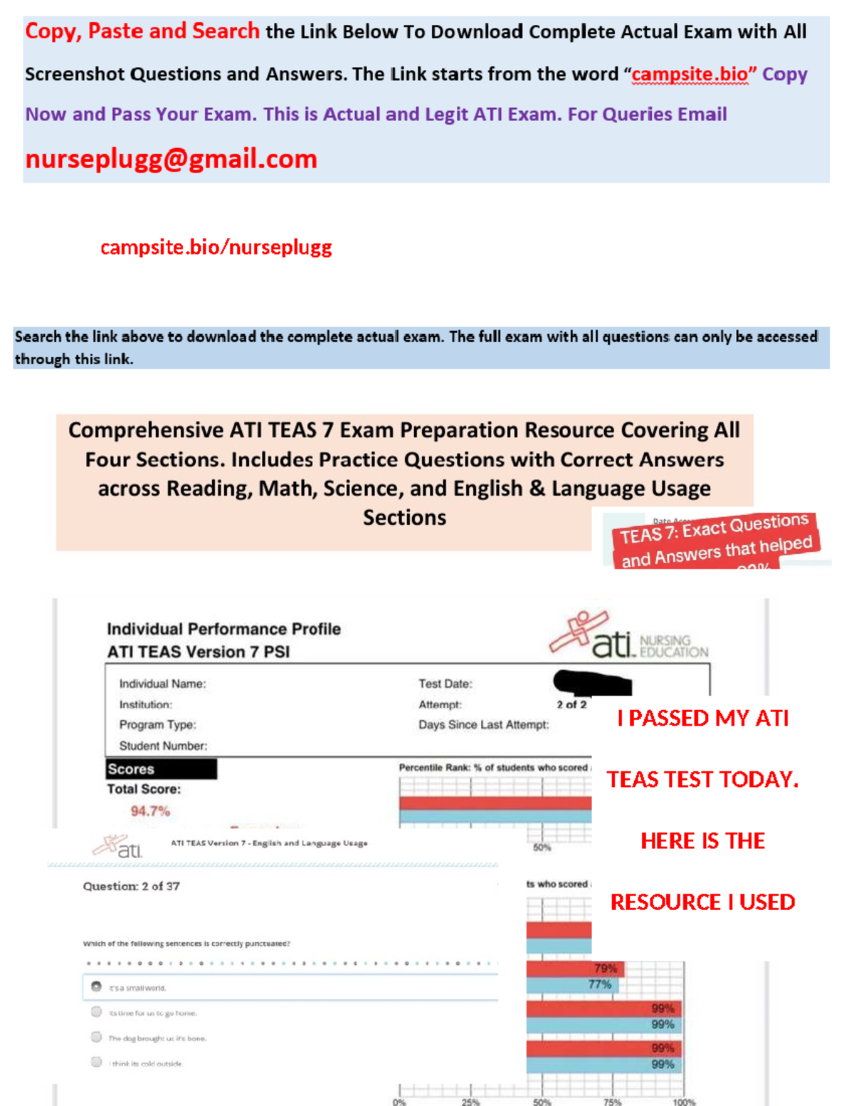 ATI TEAS 7 2026 Exam Prep: All Sections Questions & Answers - Studocu