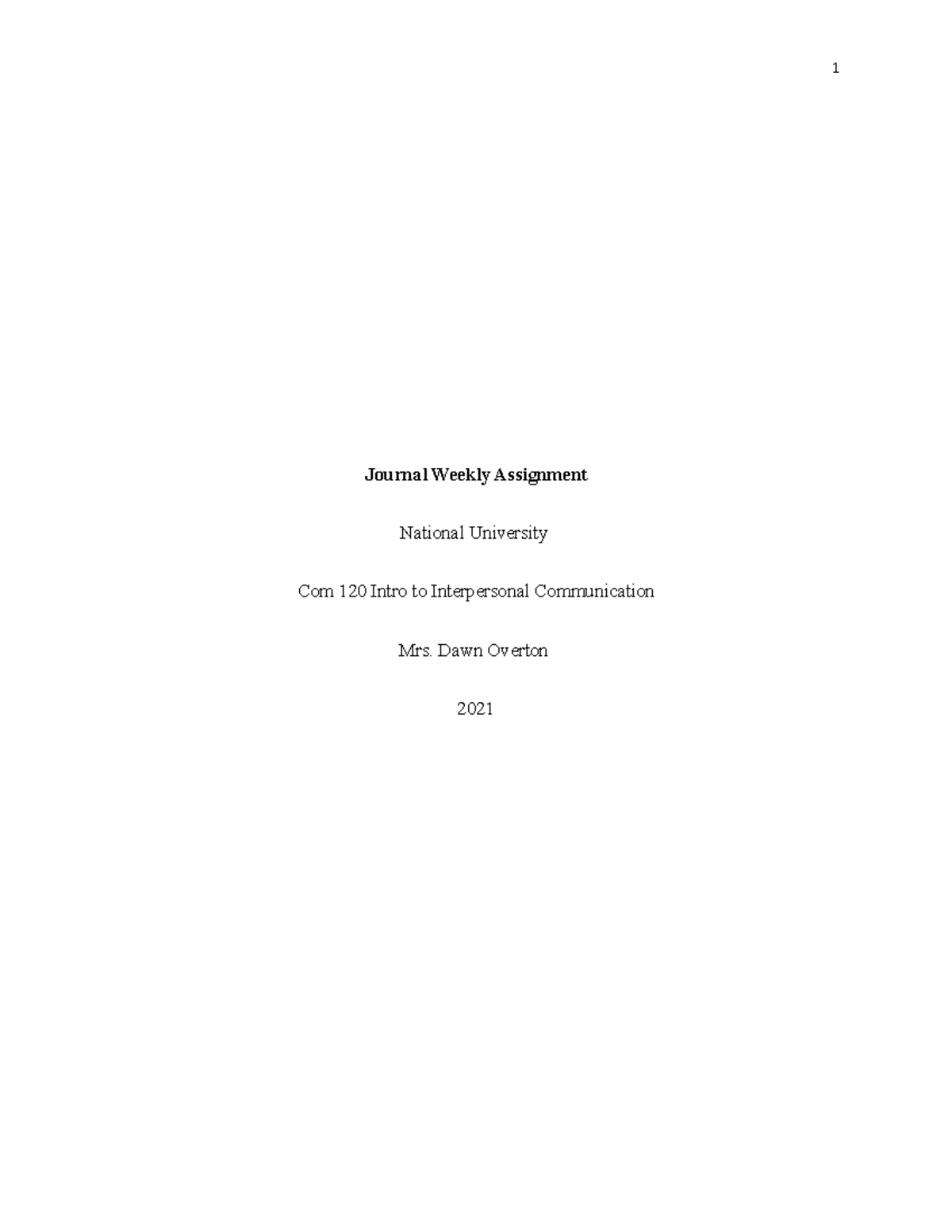 Com 120 Journal Entry 2: Observations on Family Communication - Studocu