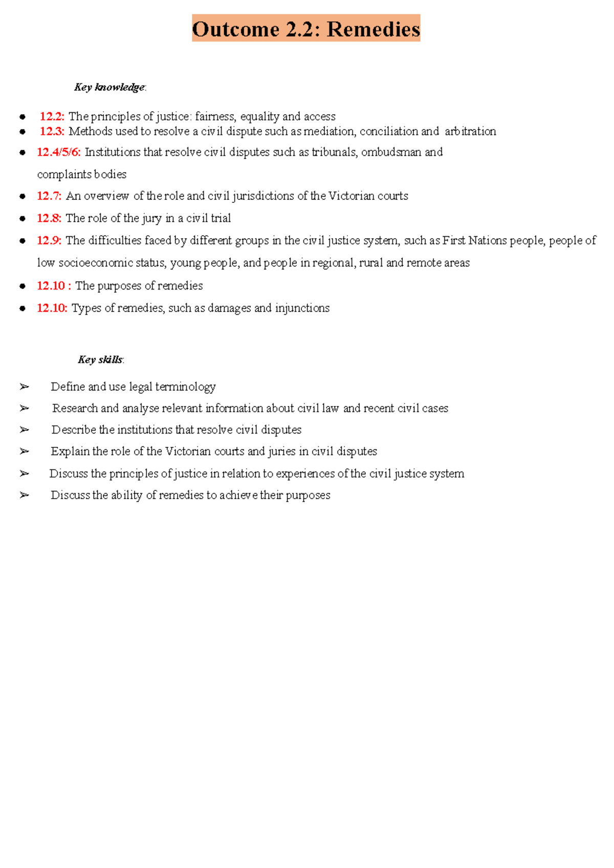Unit 2: Area of Study 2 - Remedies in Civil Law - Studocu