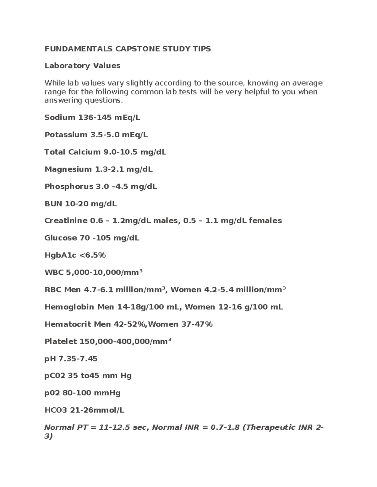 Fundamentals Capstone Study TIPS - FUNDAMENTALS CAPSTONE STUDY TIPS ...