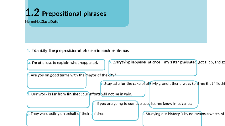 U1.2 Prepositional Phrases: Identifying and Matching Meanings - Studocu