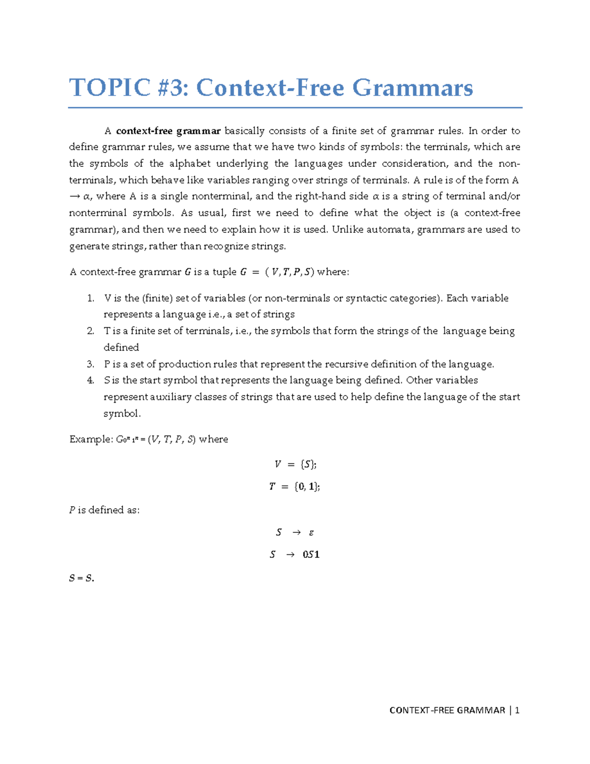 CS 208 - Week 3: Understanding Context-Free Grammars and Rules - Studocu