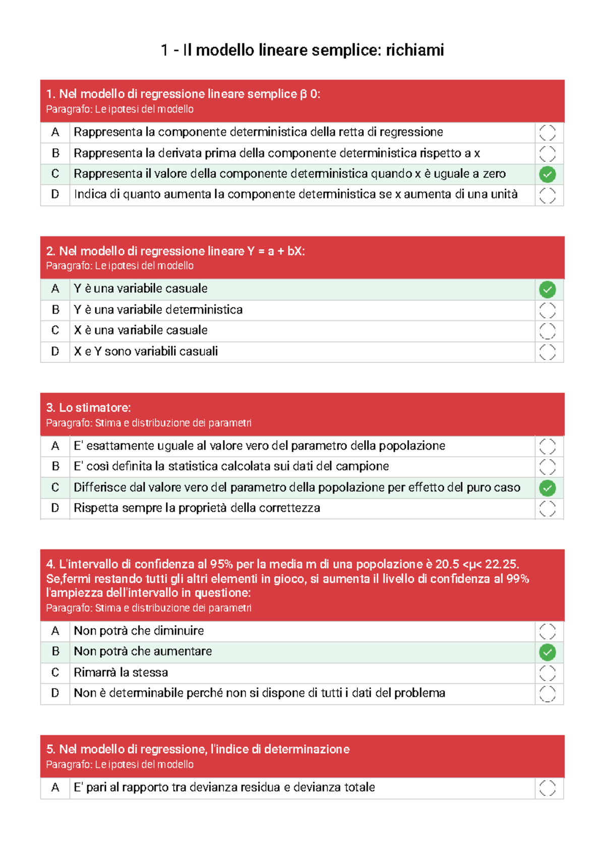 1 Modello Lineare Semplice: Richiami e Ipotesi di Regressione - Studocu