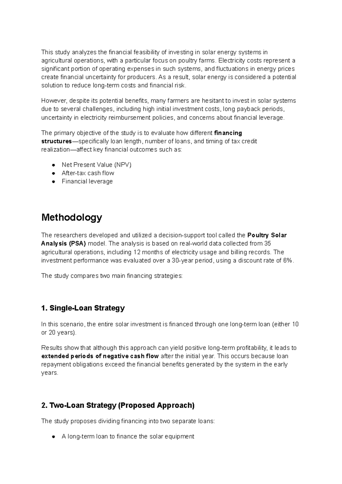 Financial Feasibility of Solar Energy in Poultry Farms: A Study - Studocu