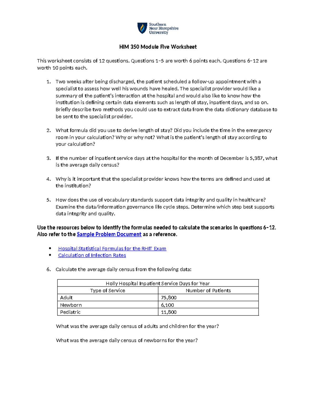 HIM 350 Module Five Worksheet - HIM 350 Module Five Worksheet This ...
