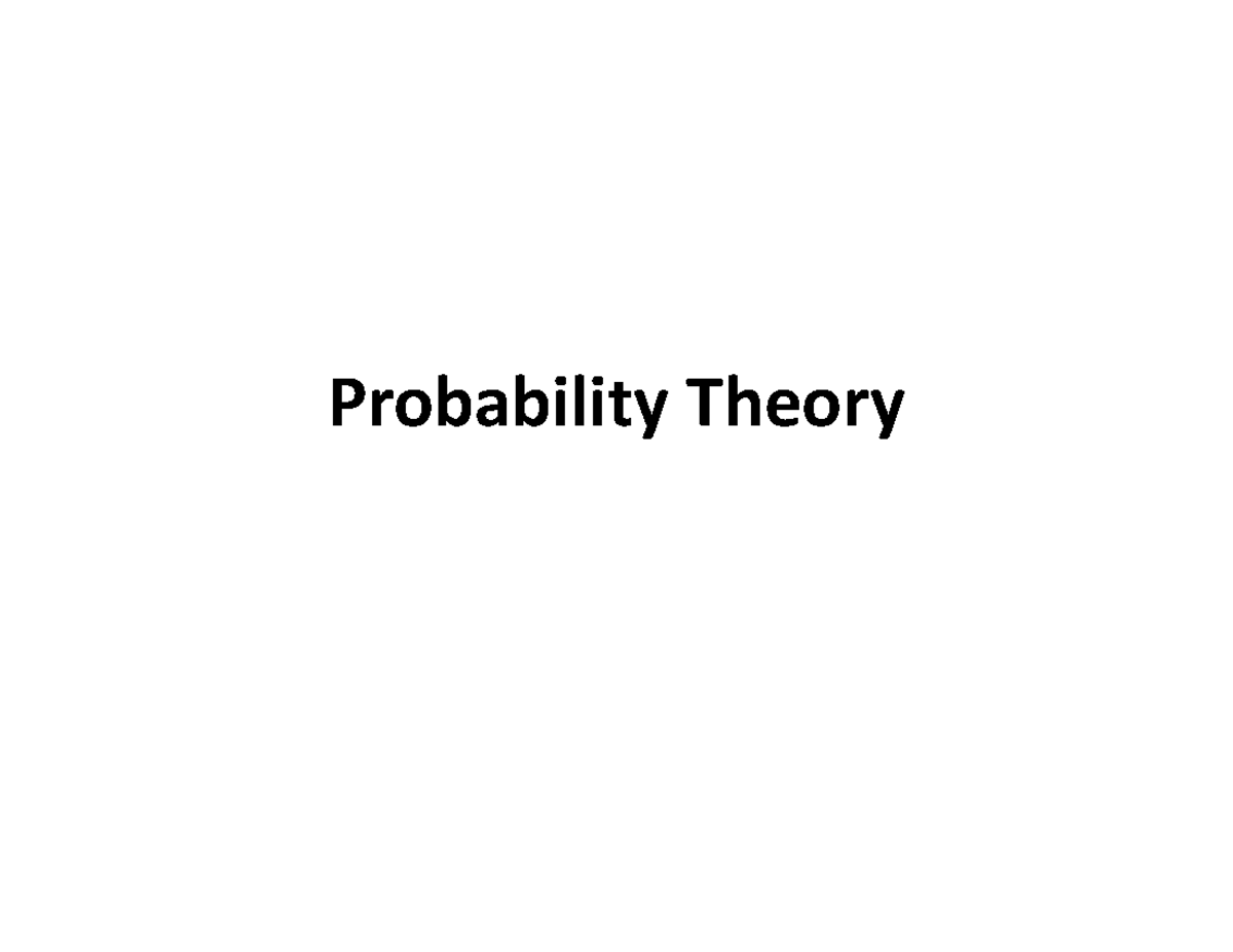 Probability Theory (Course Code: Sessions 5-8) - Basics & Applications - Studocu