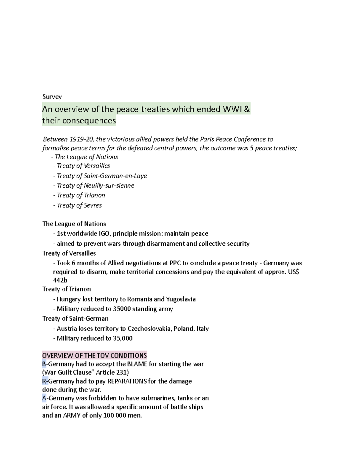 Modern notes - power and authority - Survey An overview of the peace ...