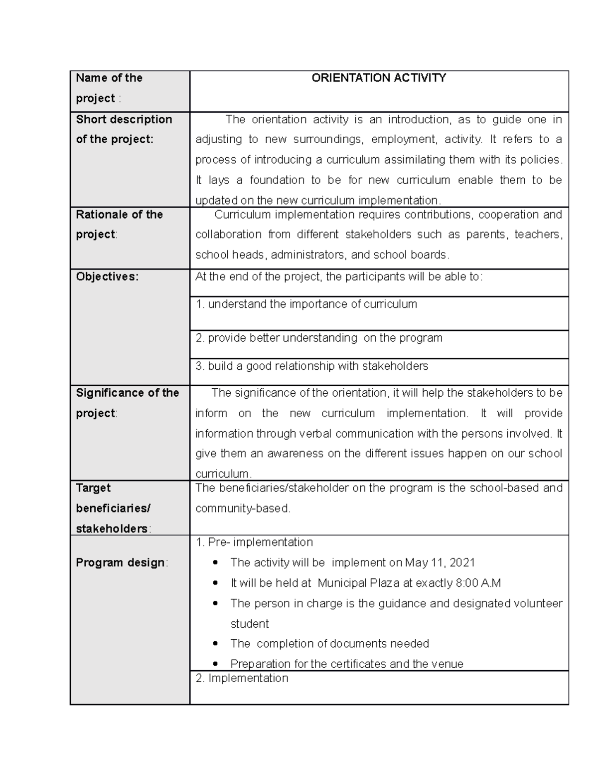 EDU532 Compilation - Name of the project : ORIENTATION ACTIVITY Short ...