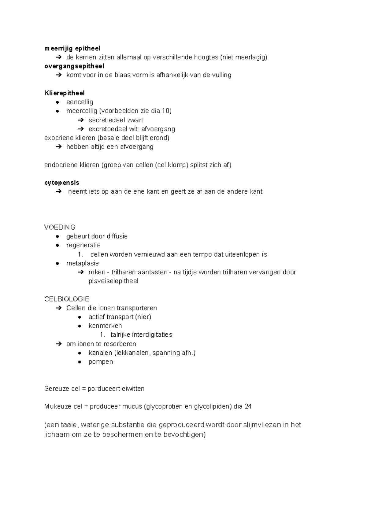 Histologie Weefselleer: Epitheelstructuren en Functies - Studocu