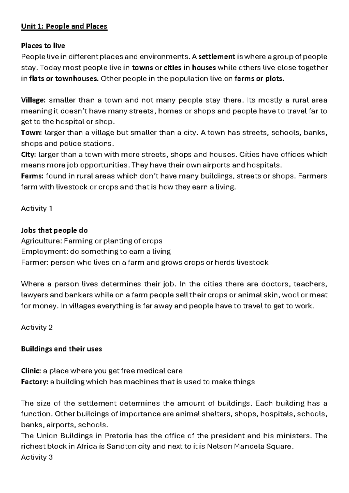 Geography Term 1: Understanding People, Places, and Settlements - Studocu
